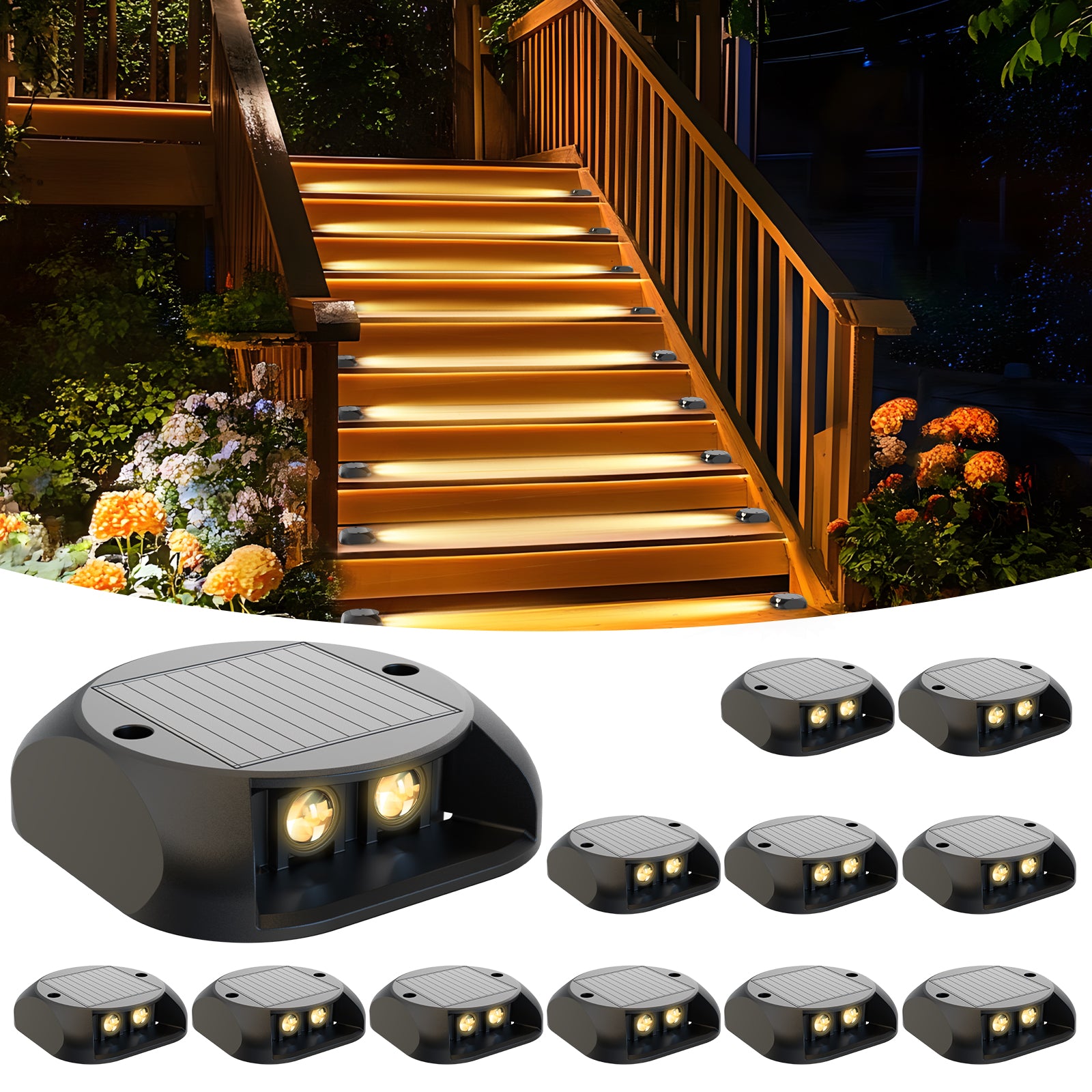ASHIP Solar Deck Lights 12 Pack, Solar Path Lights Outdoor Driveway Ma ...